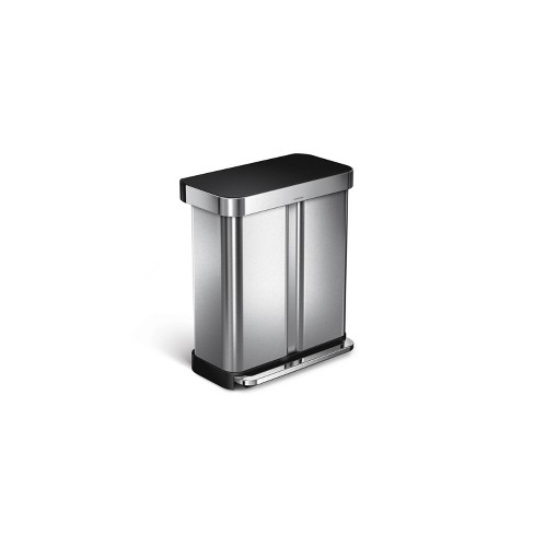Simplehuman 58l Rectangular Dual Compartment Recycling Step Trash Can ...