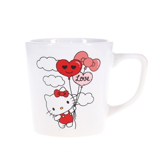 Silver Buffalo Sanrio Hello Kitty Love Balloon Wide Rim Ceramic Latte ...