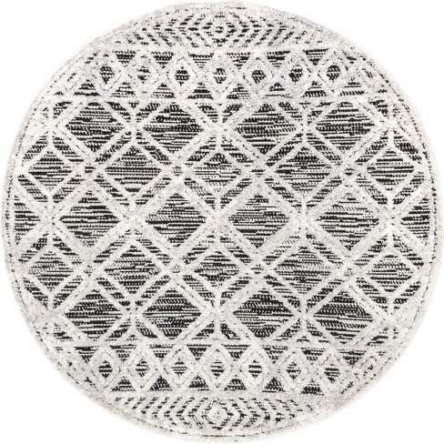 Nuloom Ansley Moroccan Lattice Tassel Area Rug, Round 6', Gray : Target