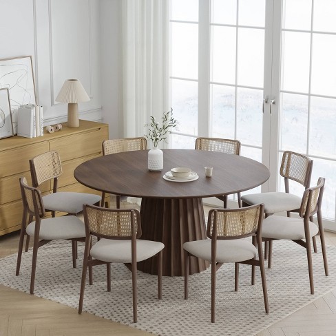Dovelina 60" Wood Round Dining Table Mid-century Modern Kitchen Table ...