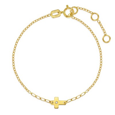 Cross CZ Paperclip Bracelet 14k Gold - In Season Jewelry : Target