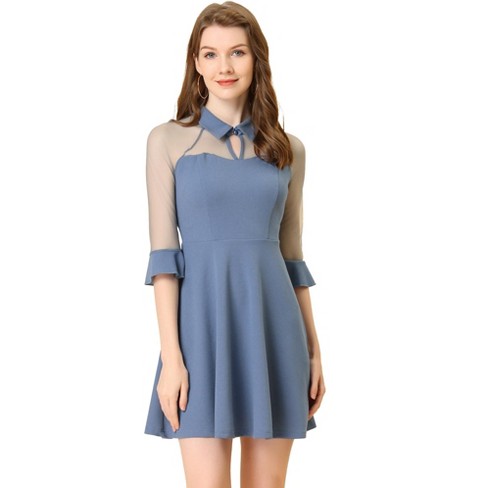 Allegra K Women's Keyhole Mesh Sheer Half Sleeve Retro Gothic Cocktail ...