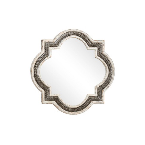Wood Quatrefoil Wall Mirror White Olivia May Baroque Iron Inlay No Assembly Required Target