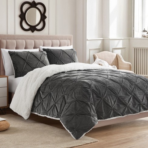 Sweet Home Collection Comforter Set 3 Piece Faux Shearling Pintuck ...