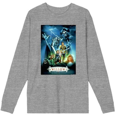 Willow Lightning Strike Key Art Adult Heather Gray Crew Neck Long ...