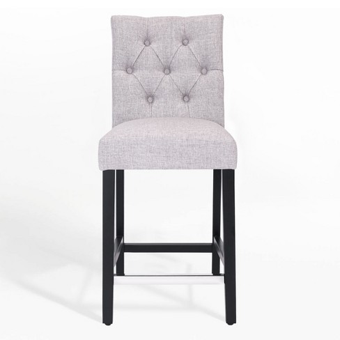Westintrends 24" Linen Fabric Tufted Counter Stool, Light Gray : Target