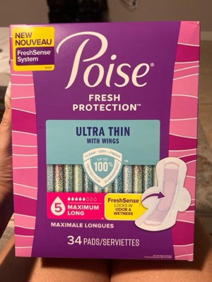 Poise Ultra Thin Incontinence Pads With Wings - Maximum Absorbency ...
