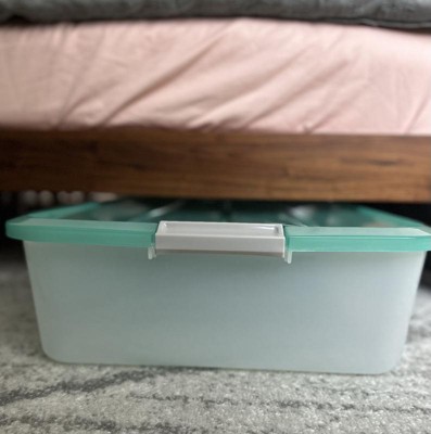 IRIS 40qt Underbed Plastic Storage Container with Lid and Buckles Clear ...