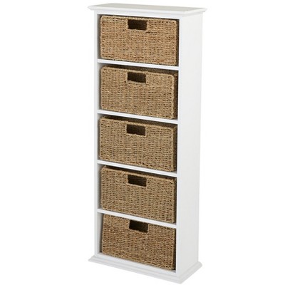 The Lakeside Collection Storage Bookcase With Set Of 5 Baskets 5 Tier ...