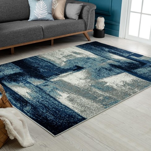 Luxe Weavers Contemporary Abstract Navy 2x7 Area Rug : Target