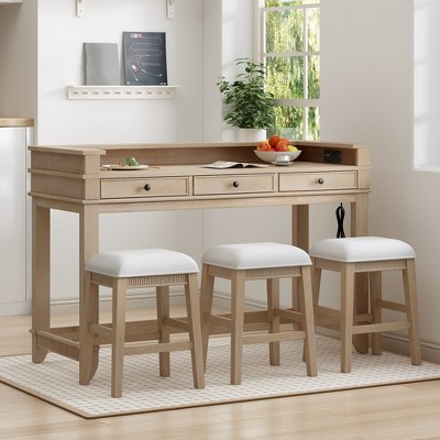 Costway Bar Table 35.5'' Counter Height Dining Table With Storage ...