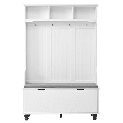 Homcom 3-in-1 Entryway Hall Tree With Storage Bench, Coat Rack With ...
