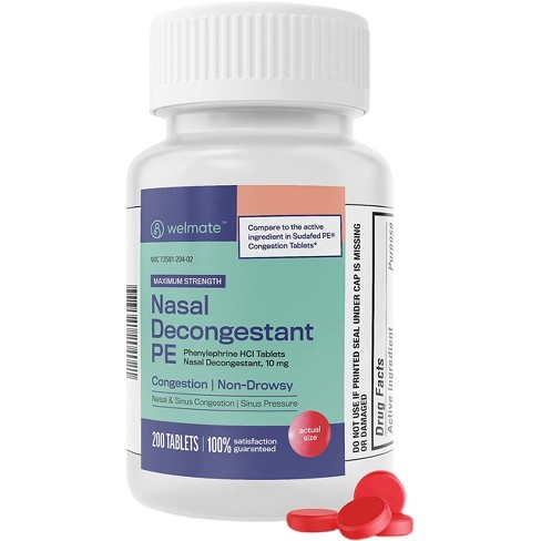 Welmate Pe Nasal Decongestant Tablets - Phenylephrine Hcl 10mg 200ct ...