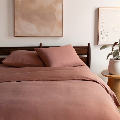 French Linen And Cotton Duvet Cover & Sham Set - King/cal King - Clay ...