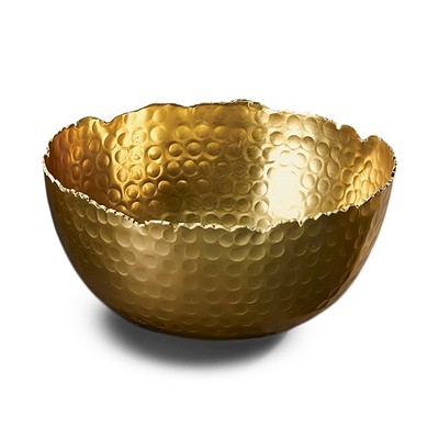 Ihi Est. 1986 India Handicrafts Hammered Dimpled Gold Tone 8 Inch Metal ...