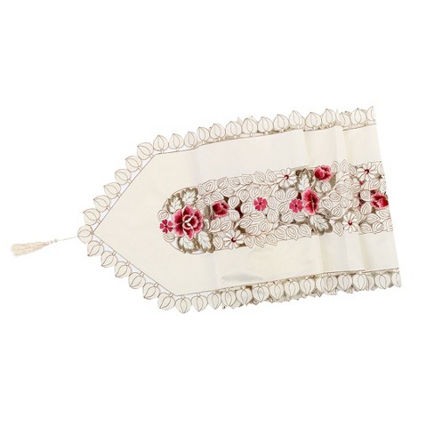 Piccocasa Vintage Flower Embroidery Table Runner Mat With Tassel : Target