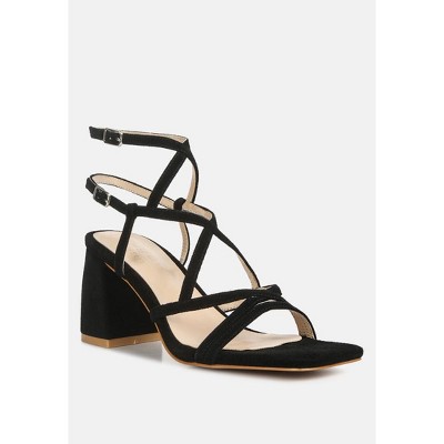 Fiorella Black Strappy Block Heel Sandals : Target