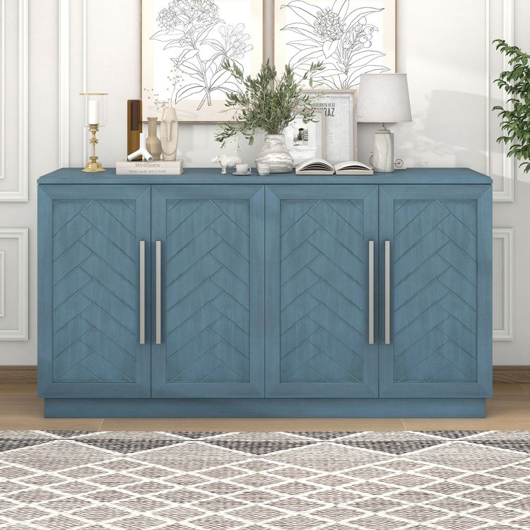 60" Sideboard Buffet Cabinet with Adjustable Shelves, Handles, MDF ...