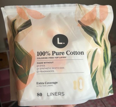 L . Organic Cotton Topsheet Ultra Thin Extra Coverage Panty Liners ...