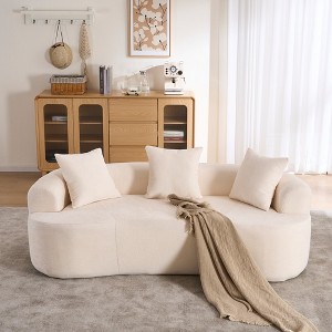 TIRAMISUBEST Crescent-Shaped 3-Seater Sofa with 3 Pillows, Low-Back ...