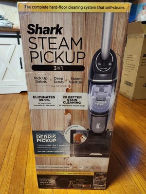Shark Steam Pickup 3-in-1 Steam Mop Pickup Debris, Deep Scrubs, Steam, And Sanitizes Sealed Hard ...