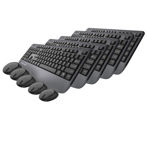 Impecca 5-pack Wireless Keyboard And Mouse Combo W/ Palm Rest, Black ...