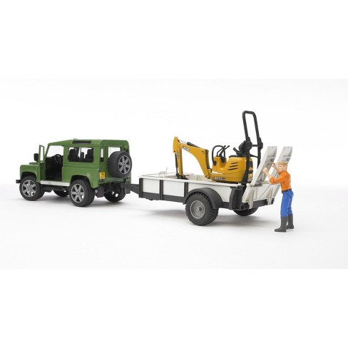 Bruder Land Rover With Trailer, Jcb Micro Excavator And Worker Figure ...