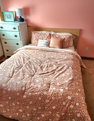 12pc Floral Boho Comforter & Sheets Set Terracotta Pink - Threshold ...