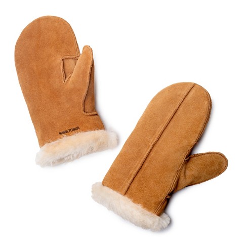 Minnetonka Suede Sheepskin Mittens 9301, Tan - Med : Target