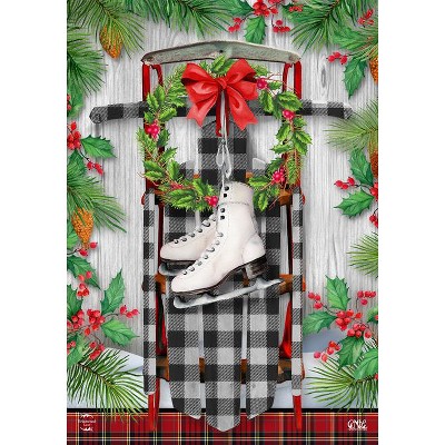 Briarwood Lane Winter Sled Garden Flag Checkered Skates Fir Berri : Target