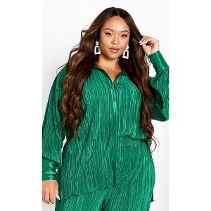 Women's Plus Size Andi Side Split Plisse Shirt - Greenstone | City Chic ...