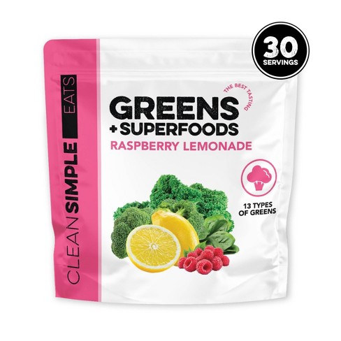 Clean Simple Eats Greens Powder - Raspberry Lemonade - 11.6oz/30 Servings : Target