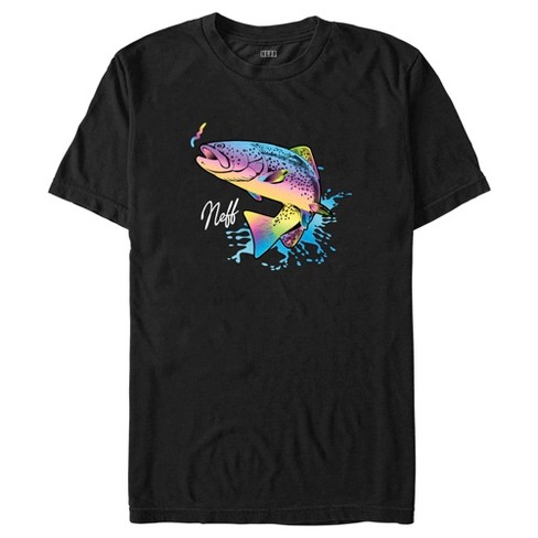 Men's Neff Jumping Rainbow Fish T-shirt - Black - Large : Target