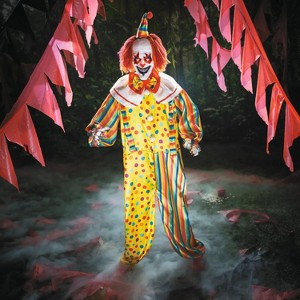 6 Ft. 2 3/4" Animated Standing Light-Up Multicolor Clown Halloween ...