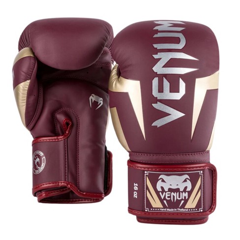 Venum Elite Hook And Loop Boxing Training Gloves - 16 Oz. - Burgundy ...