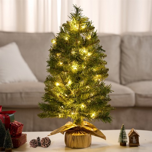 Joyfy 24’’ Mini Christmas Table Top Tree With Led Lights, Pre-lit ...