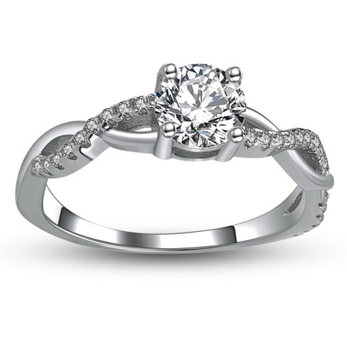 Queena Engagement Ring For Women Sterling Silver Cz Ginger Lyne ...