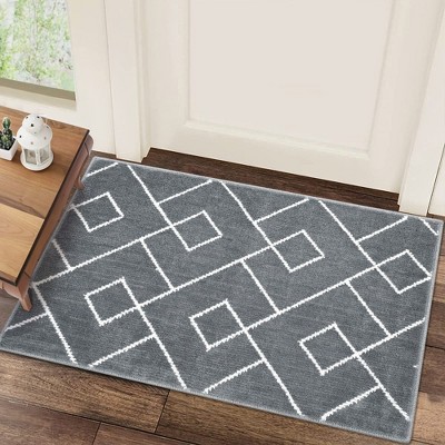 Modern Rug Fluffy Rug Soft Small Rug Geometric Rug, 2' X 3' Dark Gray ...