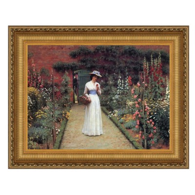 Design Toscano Lady In A Garden Framed Canvas Replica Painting: Small ...