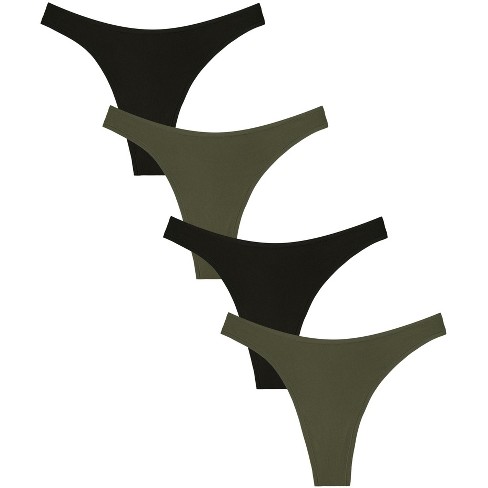 Smart & Sexy Women's Stretchiest Ever Dip Front Thong 4 Pack Olive ...