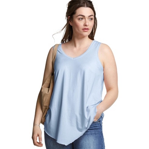 Ellos Women's Plus Size V-neck Pointed Front Tank : Target
