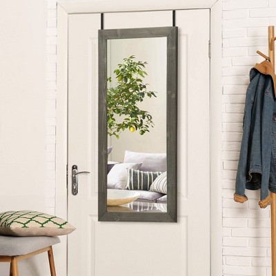 Elio 47"x18" Over The Door Mirror Full Length Door Mirror With Wood ...