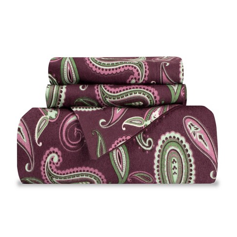 Vintage Modern Floral Paisley Flannel Cotton Duvet Cover Set, Twin ...