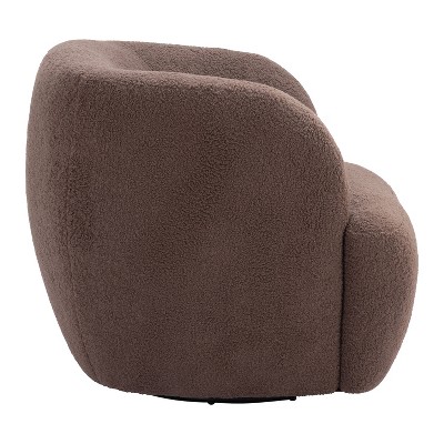 HomeStock 26.8 in H Brown Finish Round Wood Frame Straight Armchair ...