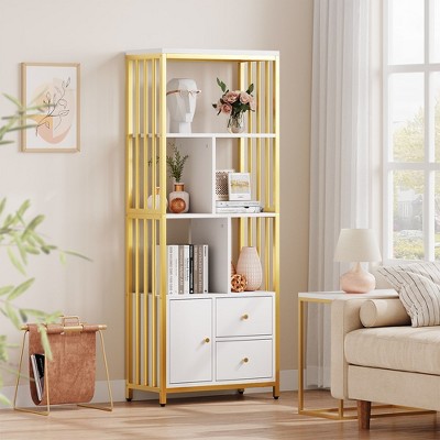 Sunnydaze Indoor Mid-century Modern 5-shelf Bookshelf With Storage ...