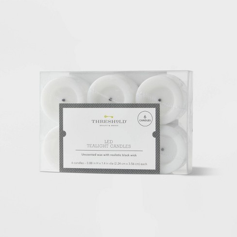 6pk Led Tealight Flameless Black Wick Candles White - Threshold ...