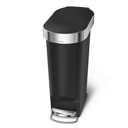 Simplehuman 40l Slim Liner Rim Kitchen Step Trash Can Black Plastic : Target