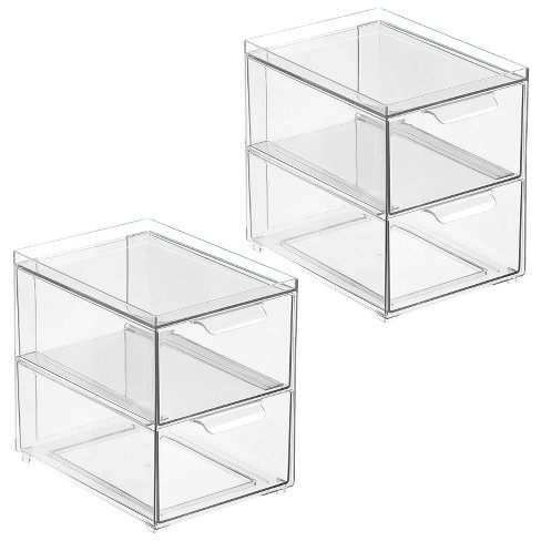 Mdesign Stacking Plastic Storage Kitchen Bin With Pull-out Drawers : Target