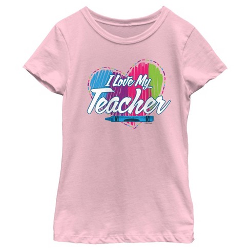 Girl's Crayola I Love My Teacher T-shirt - Light Pink - Medium : Target