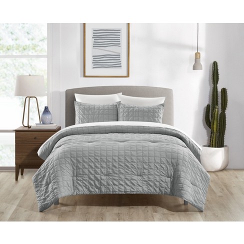 Chic Home Jessa Comforter Set Washed Garment Technique Geometric Square ...